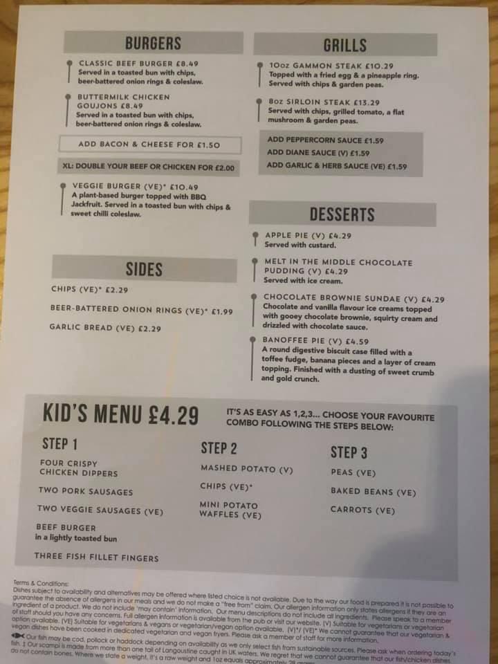 Menu at Spring River pub & bar, Swanscombe, Talbot Ln