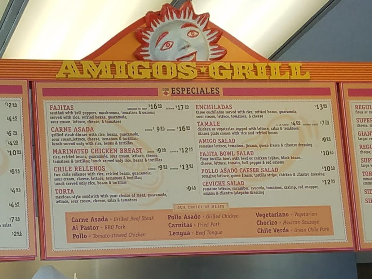Menu at Amigos Grill Cocina Mexicana restaurant, San Mateo