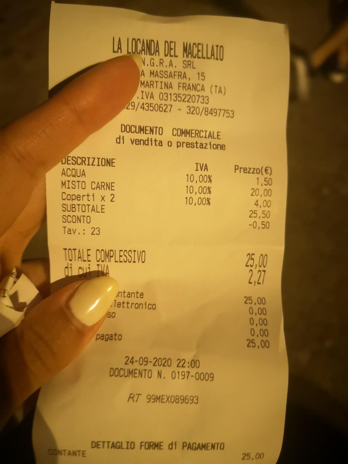 Menu da La Locanda Del Macellaio ristorante, Martina Franca, Via Massafra