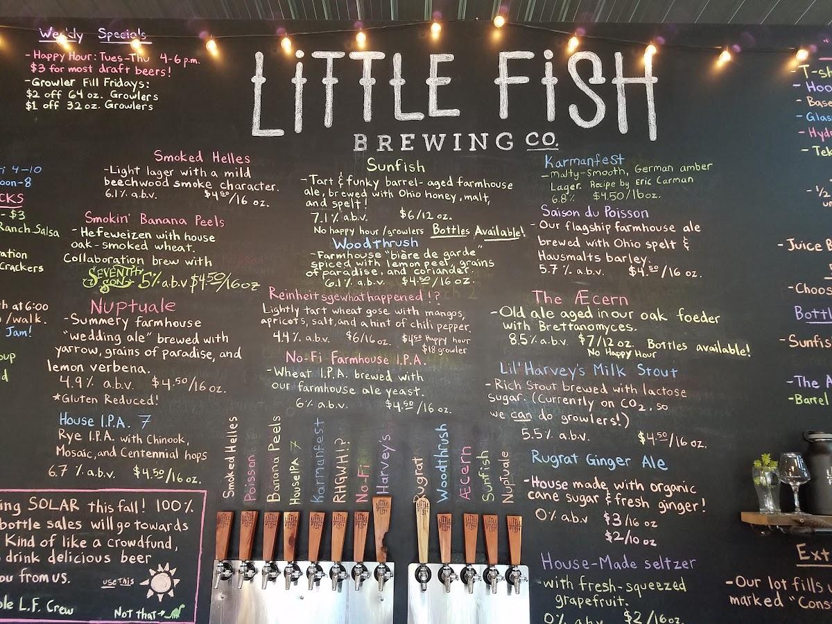 Menu at Little Fish Brewing Company pizzeria, Athens