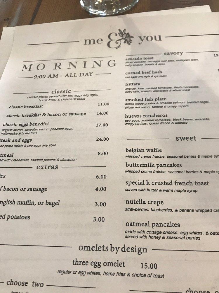 Menu at Me & You Restaurant, Bethpage