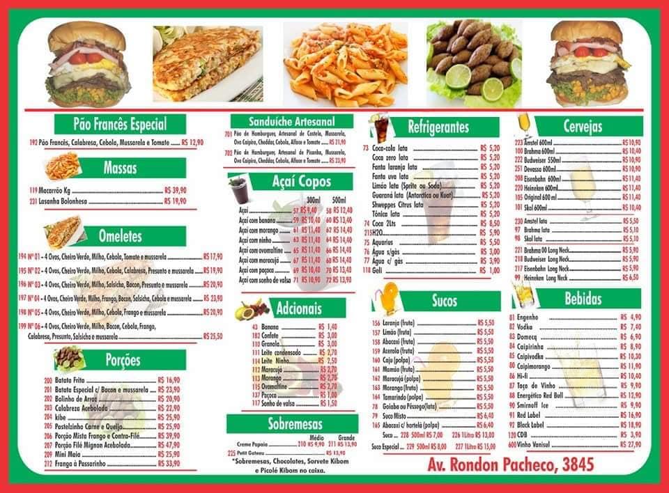 Menu em Palácio do Sanduíche cafeteria, Uberlândia