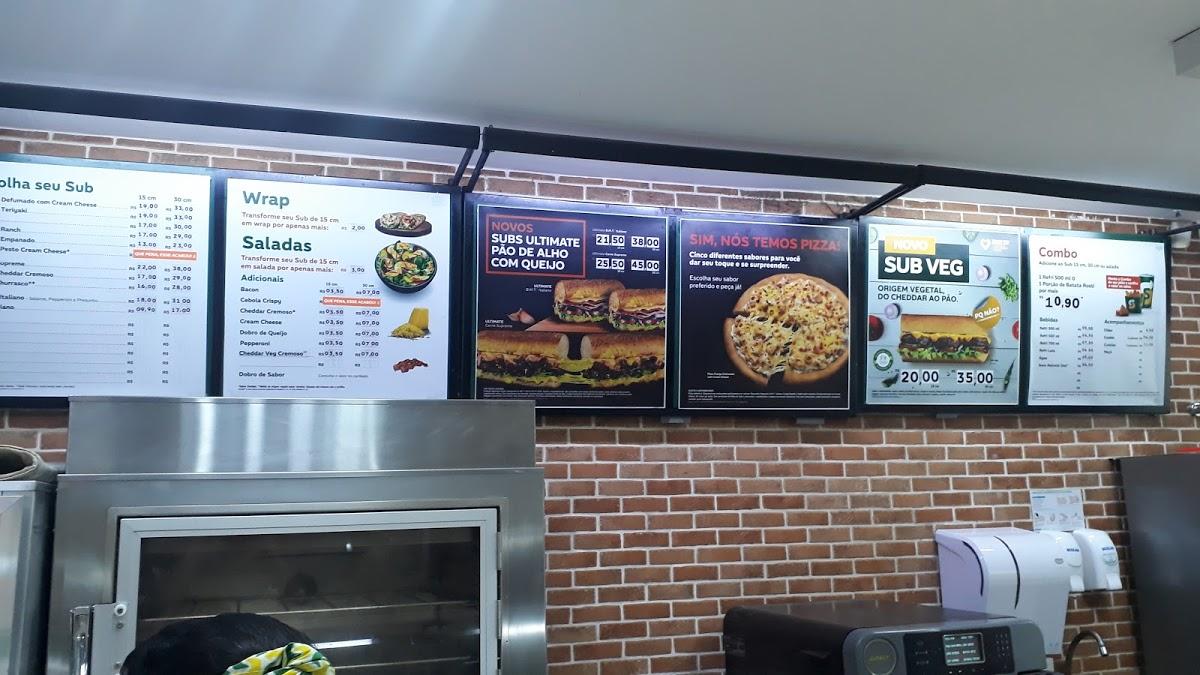 Menu at Subway restaurant, Marília, Avenida das Esmeraldas 19-A