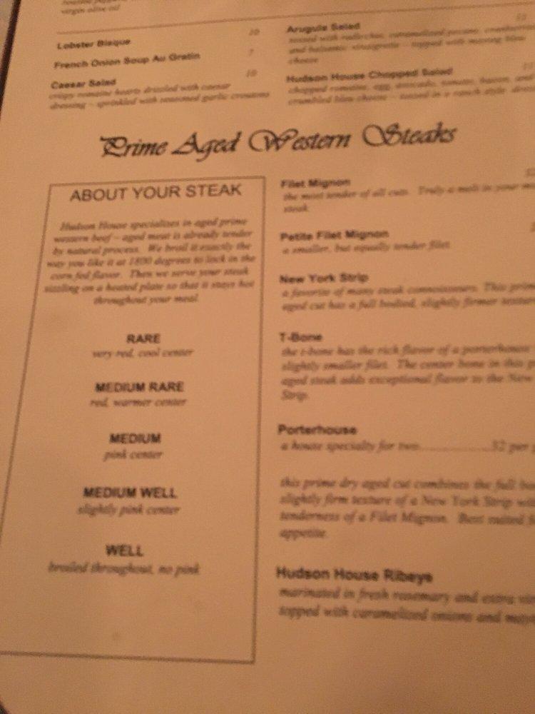Menu at Hudson House River Inn pub & bar, Cold Spring