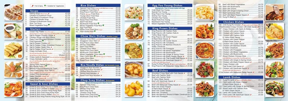 Menu at Ocean Hay fast food, Weymouth