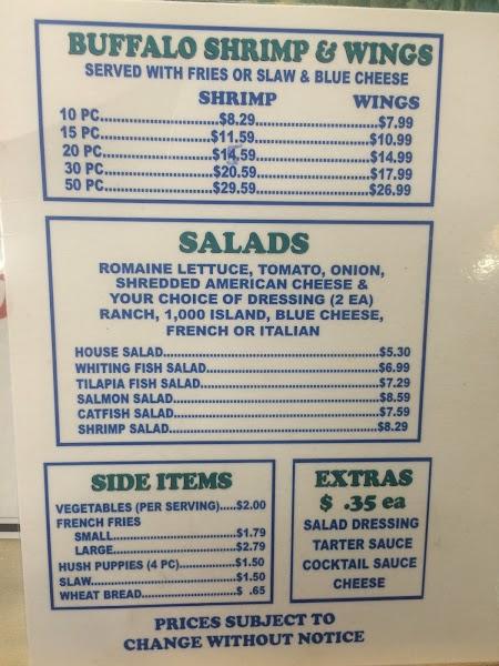 Menu at Tilapia Express restaurant, Atlanta