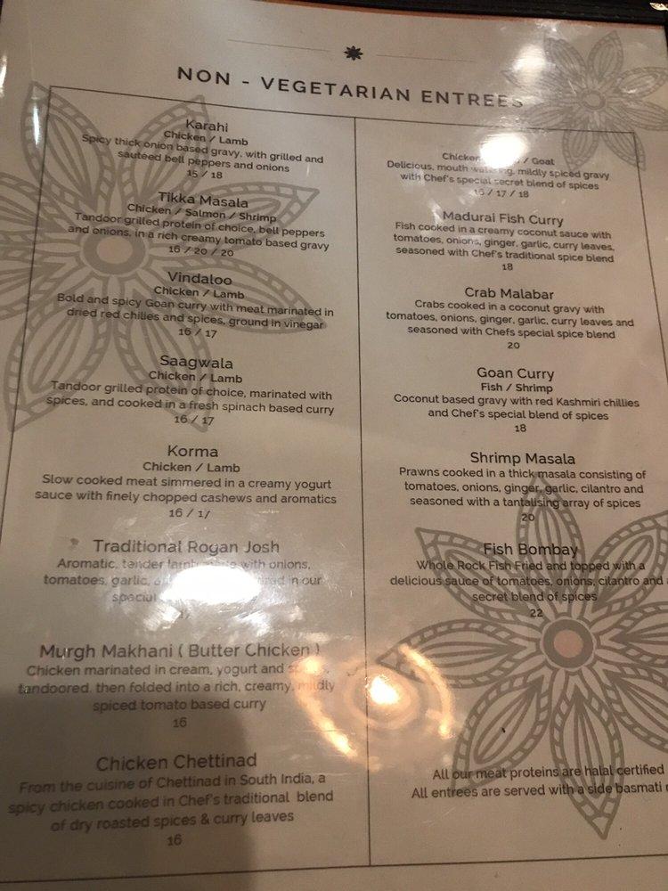 Menu at Amber Spice restaurant, Laurel