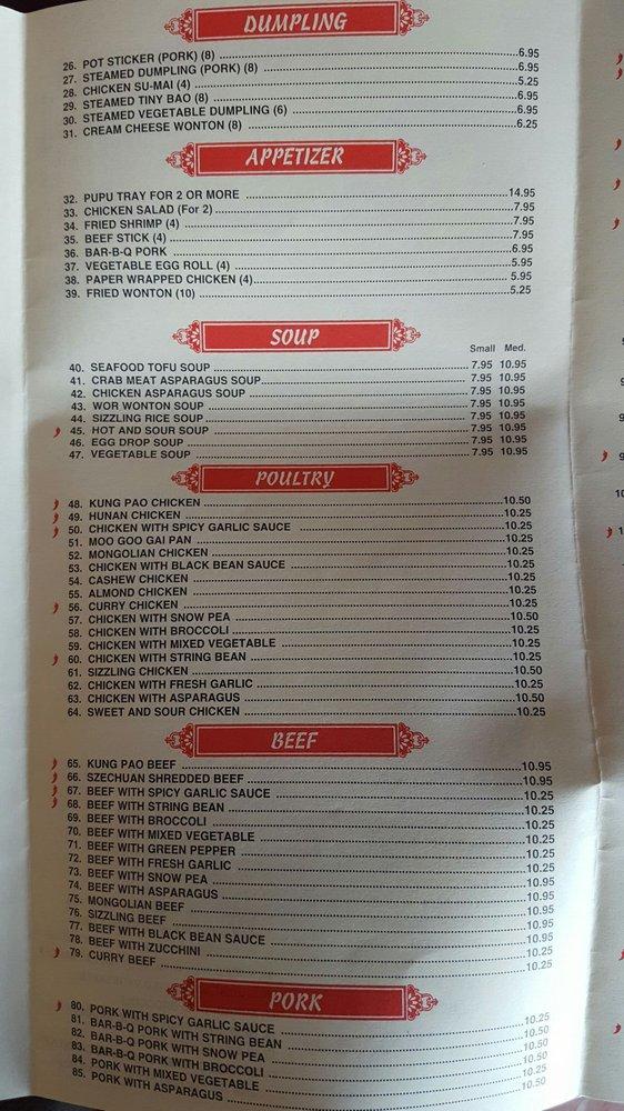 Menu at Chinese Dumpling House restaurant, Port Hueneme