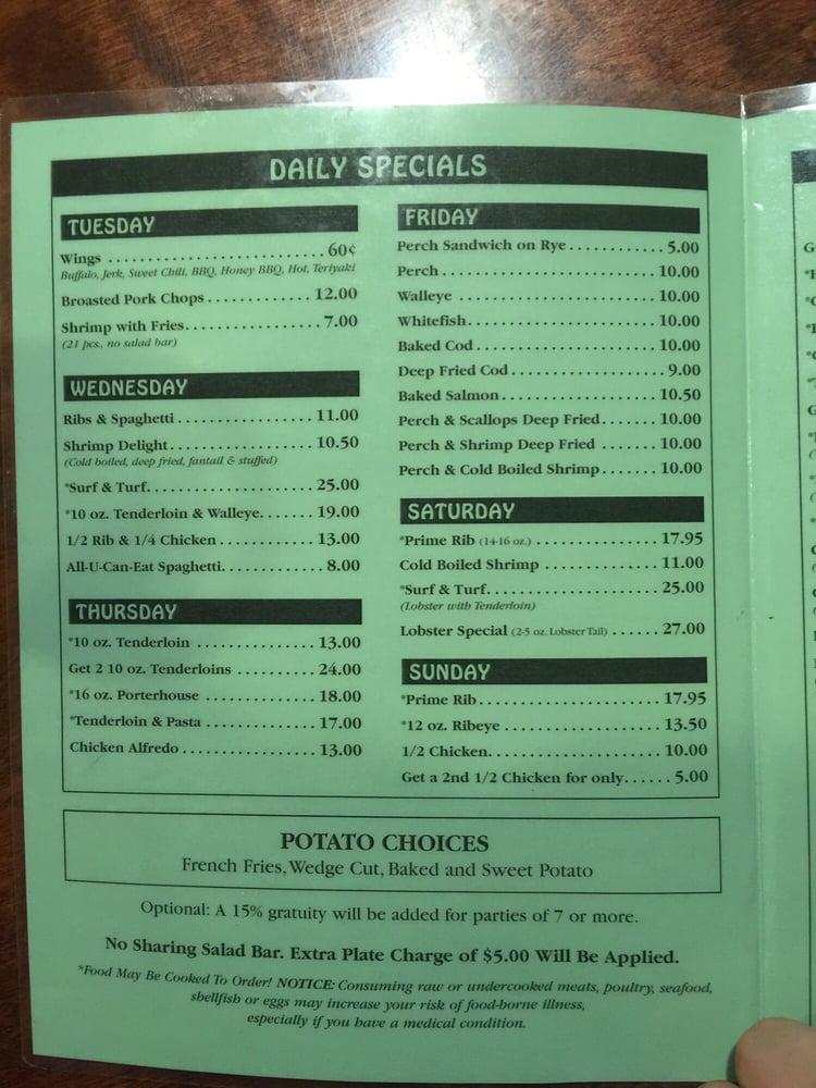 Menu at Dexter's pub & bar, Menominee