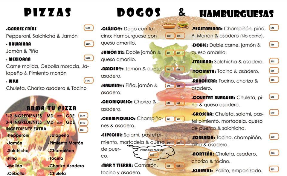 Menu at Pizzas y Hamburguesas Chicho restaurant, Tuxpan