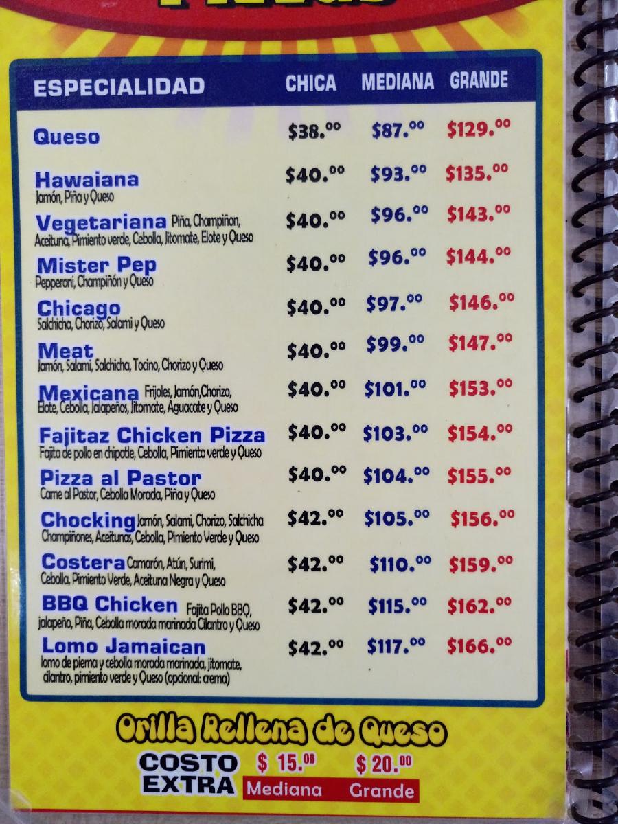 Carta del restaurante Maximo's Pizza, Huejutla