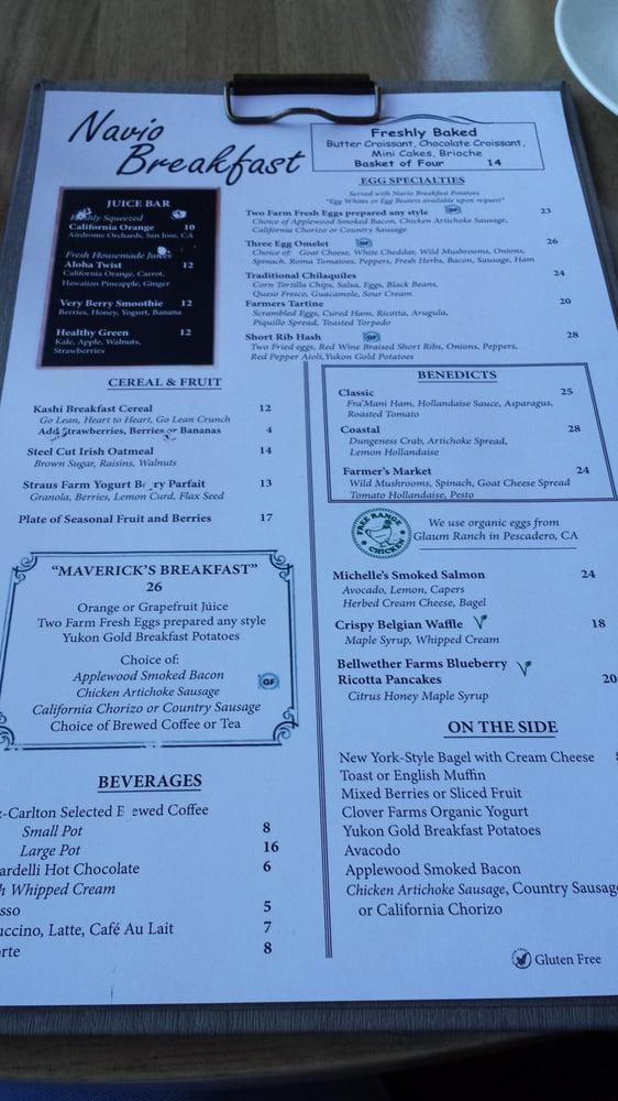 Menu at Navio restaurant, Half Moon Bay
