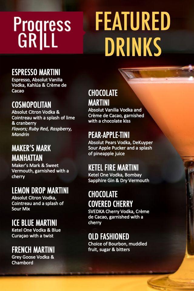 Menu at Progress Grill steakhouse, Harrisburg