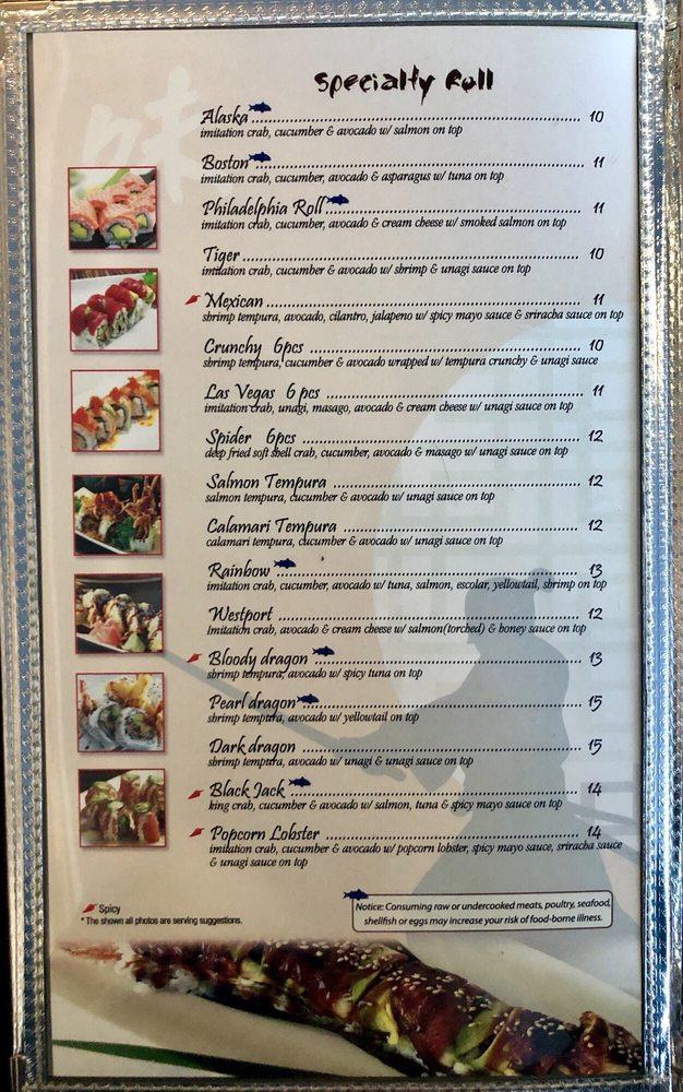 Menu at Samurai Sushi Bar & Grill, Aberdeen