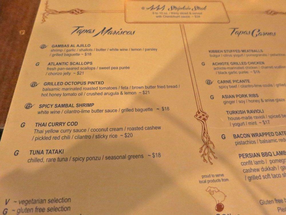 Menu at Tango Nuevo pub & bar, Kingston