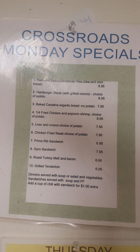 Menu at Crossroads Family Restaurant, Attica