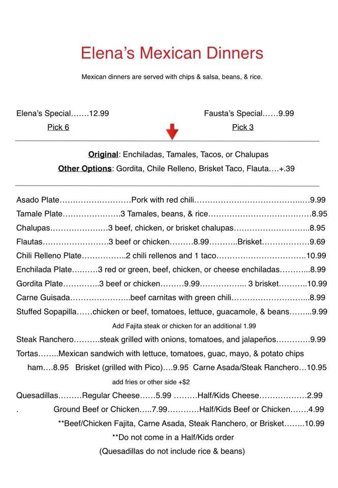 Menu at Jimenez Rancho Grande restaurant, Lovington