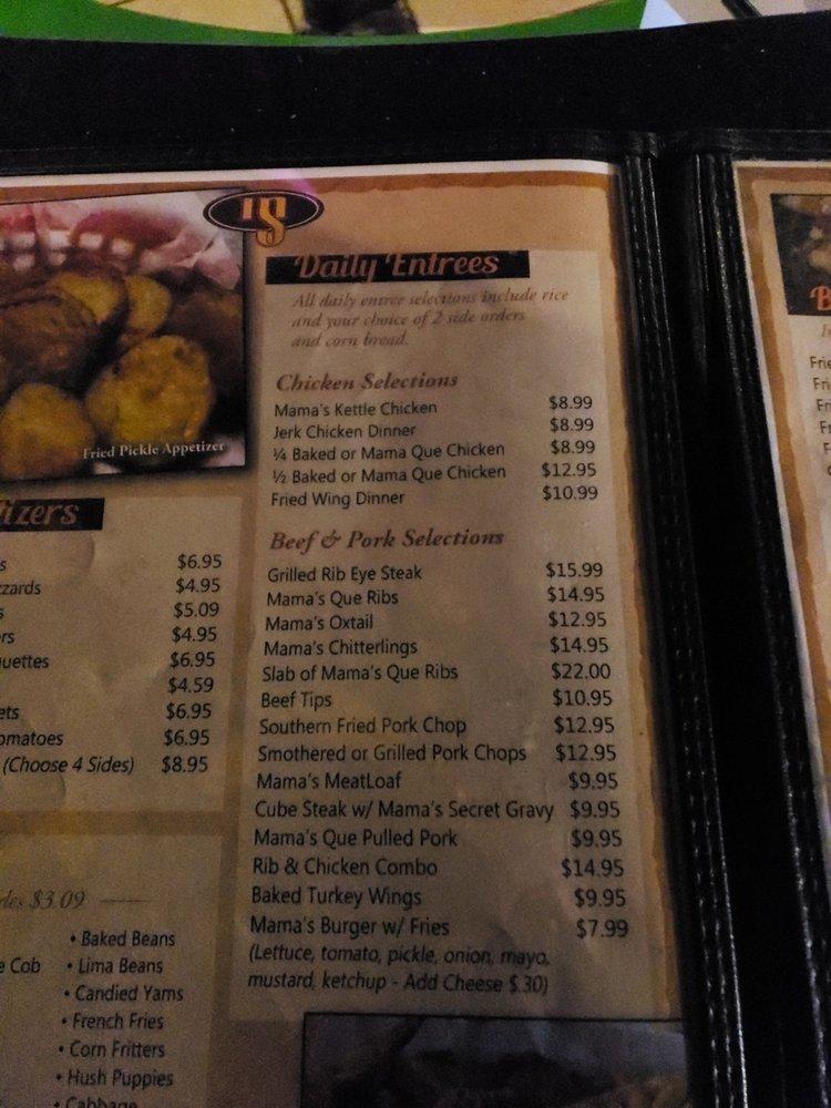 Menu at Mama's Soul Food Restaurant, Tampa