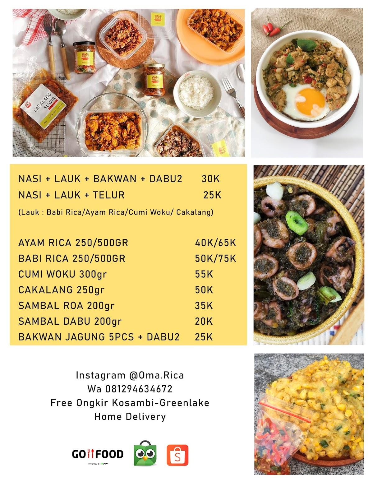 Menu at Oma Rica Signature restaurant, West Jakarta