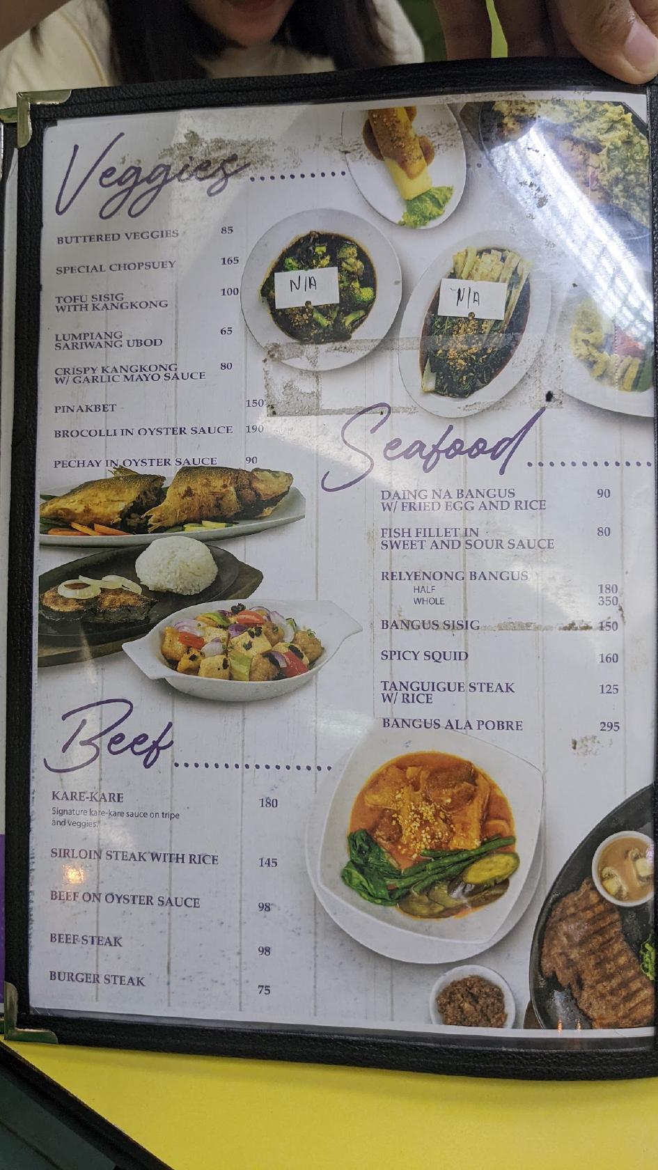 Menu at Queen Cakes restaurant, Infanta