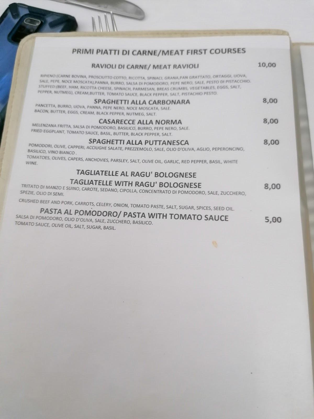 Menu da Ristorante Imperial, Marina di Ragusa