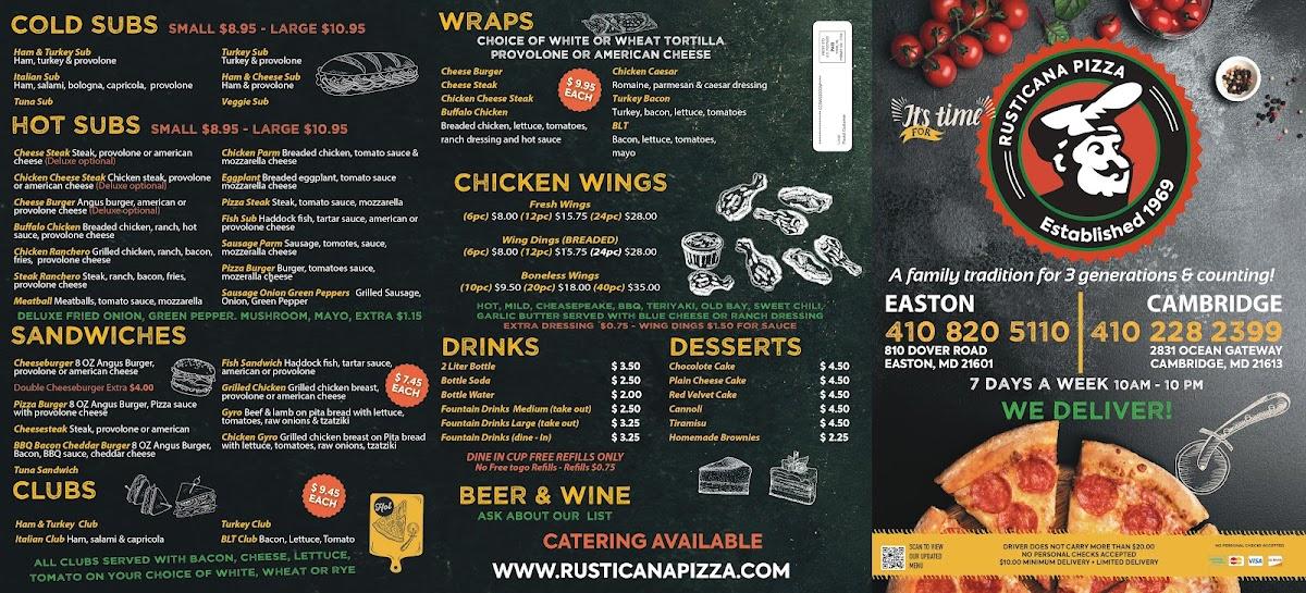 Menu at Rusticana Pizza pizzeria, Cambridge