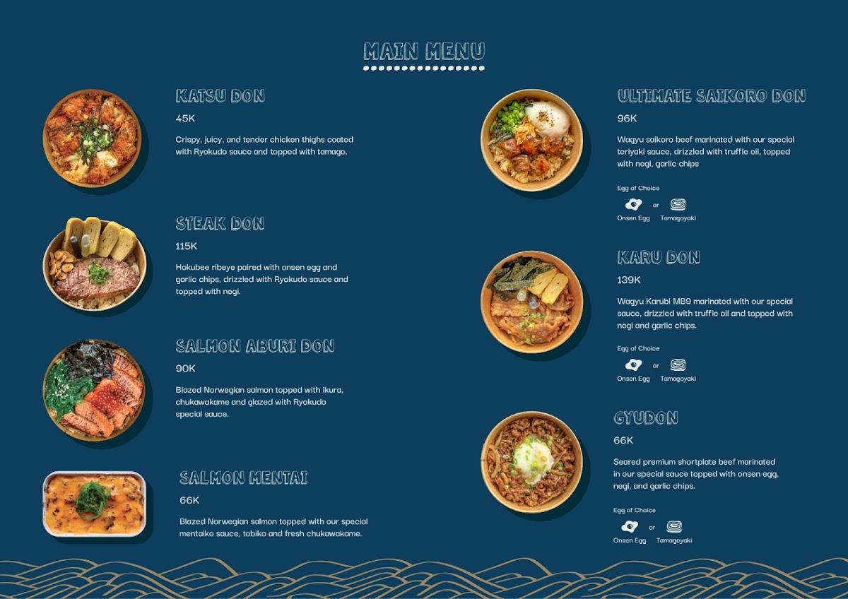 Carta del restaurante Ryokudo PIK, North Jakarta
