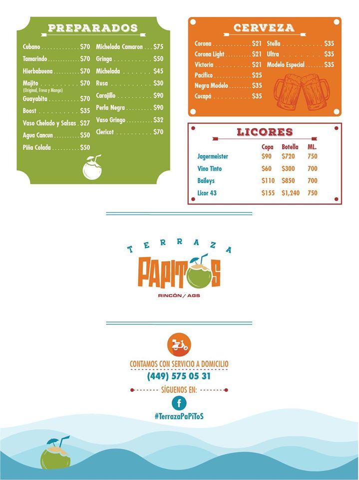 Menu at Terraza Papito’s pub & bar, Rincón de Romos