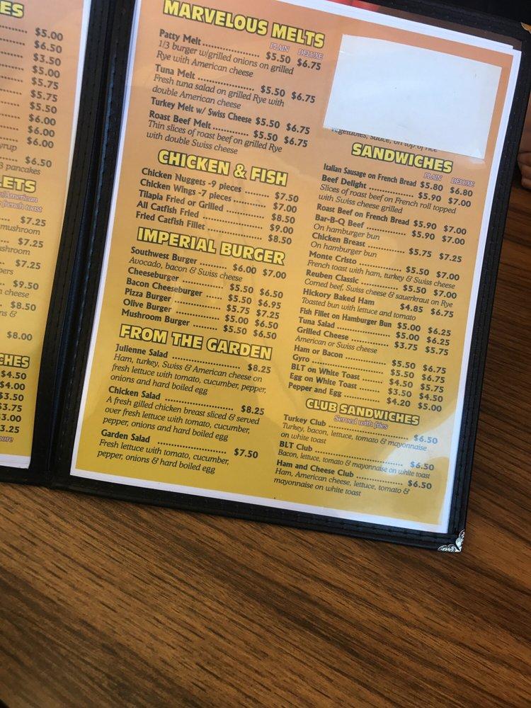 Menu at Tony's Kitchen restaurant, Chicago