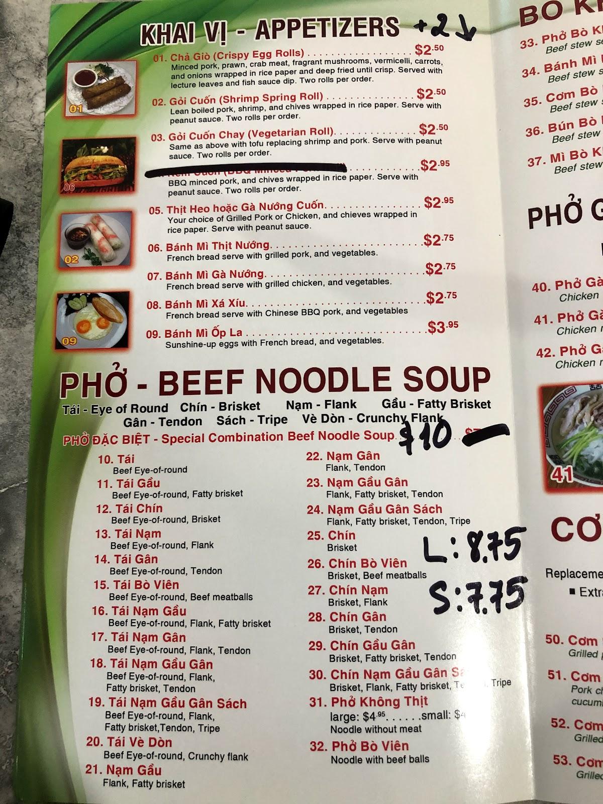 Menu at Bếp Nhà (Viet Kitchen) restaurant, Dallas