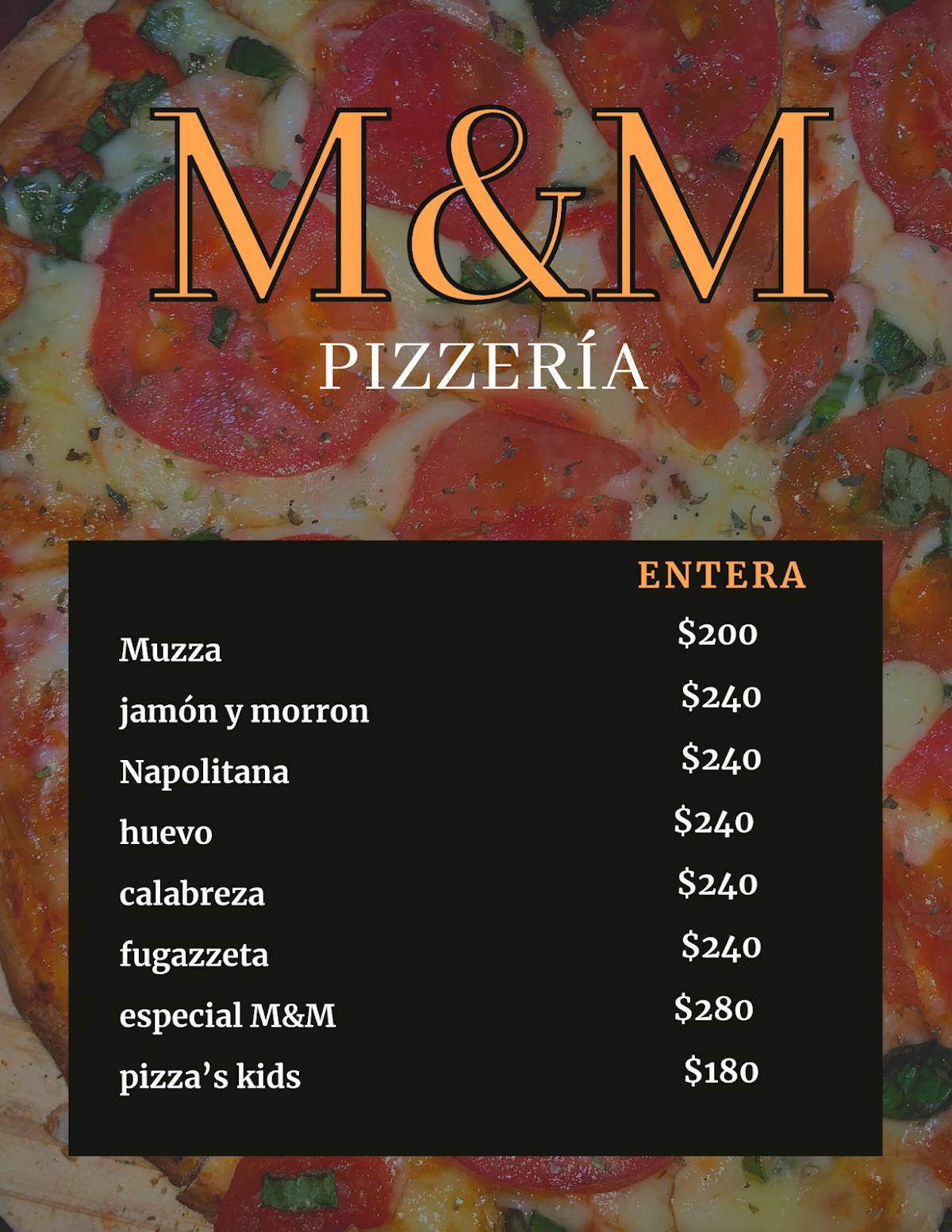 Menu at Pizzería M&M, Francisco Alvarez