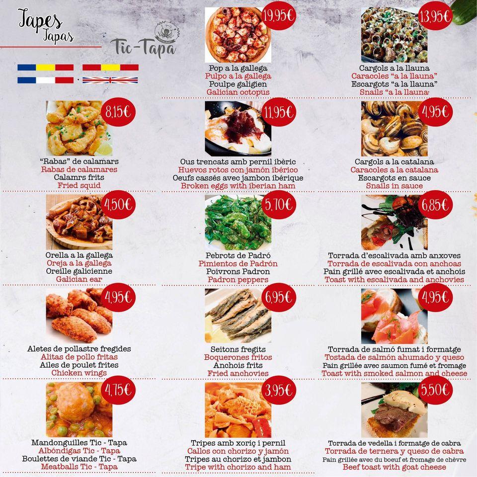 Menu at Restaurant Tic-Tapa, Les Escaldes