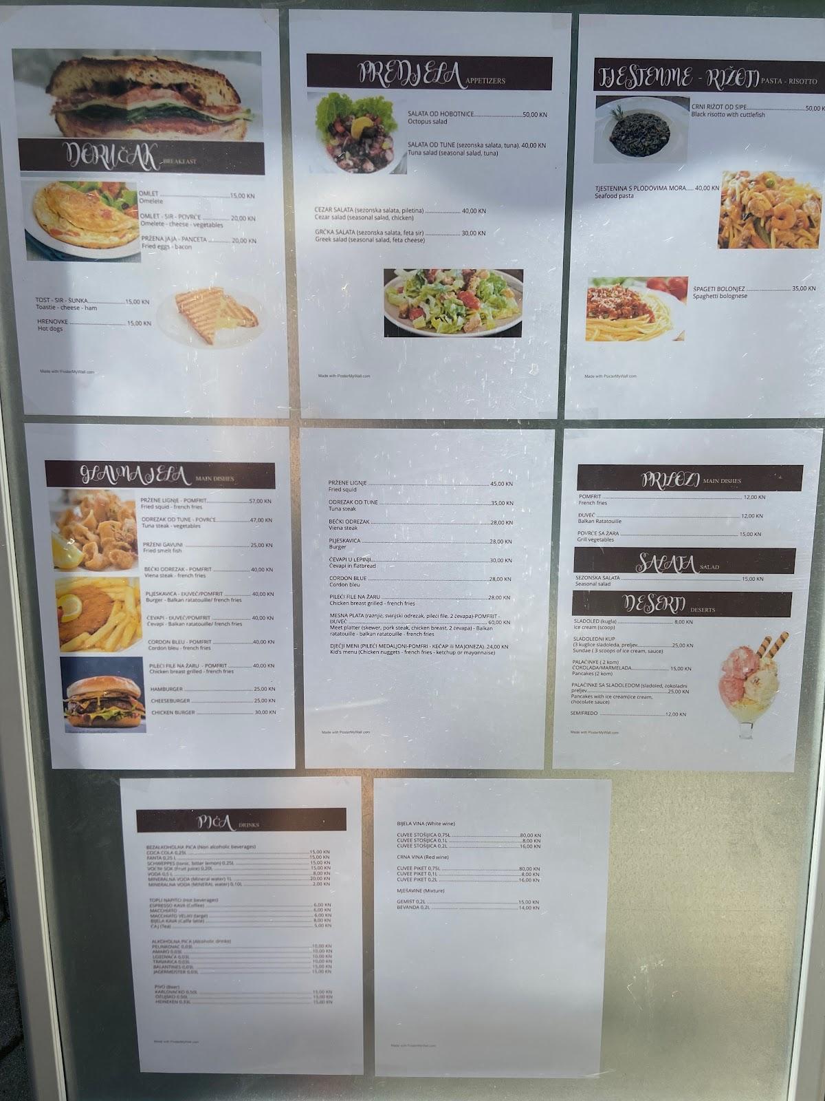 Menu da Bistro Citadela, Zara