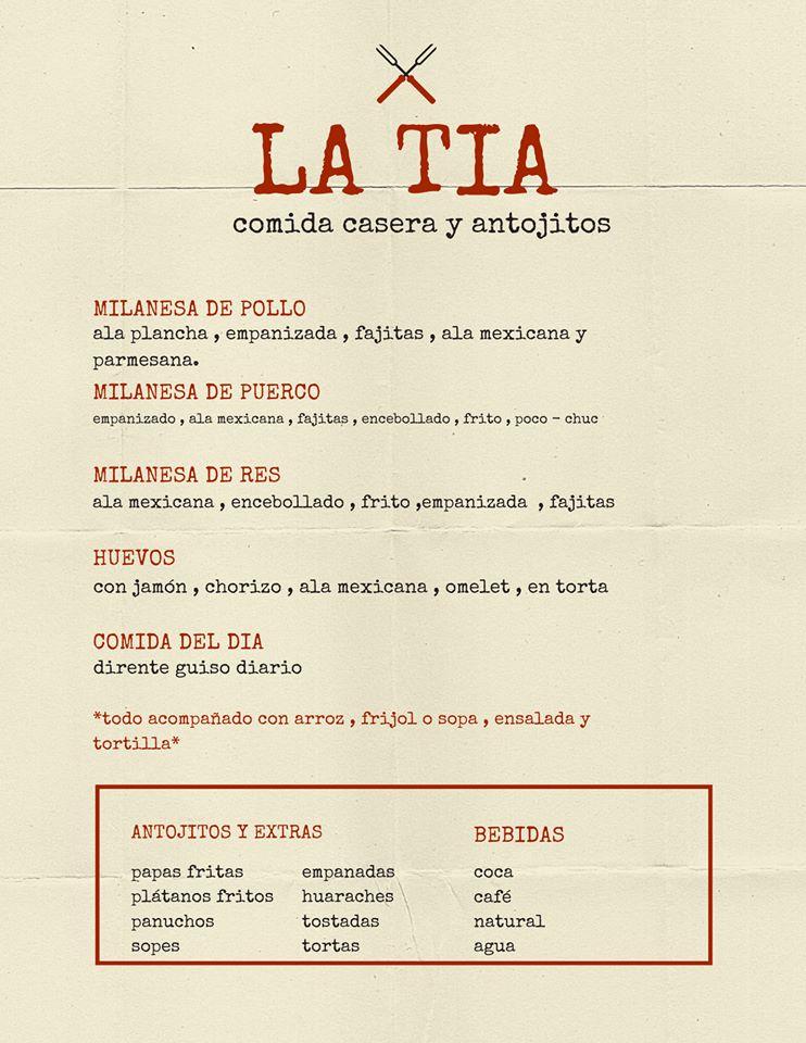 Menu at Comedor y Antojitos La TIA, San Pablo Pixtún