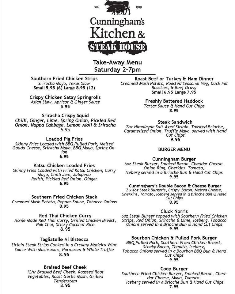 Menu at Cunningham Butchers, Food Hall, Bistro & Steak House - Kilkeel ...