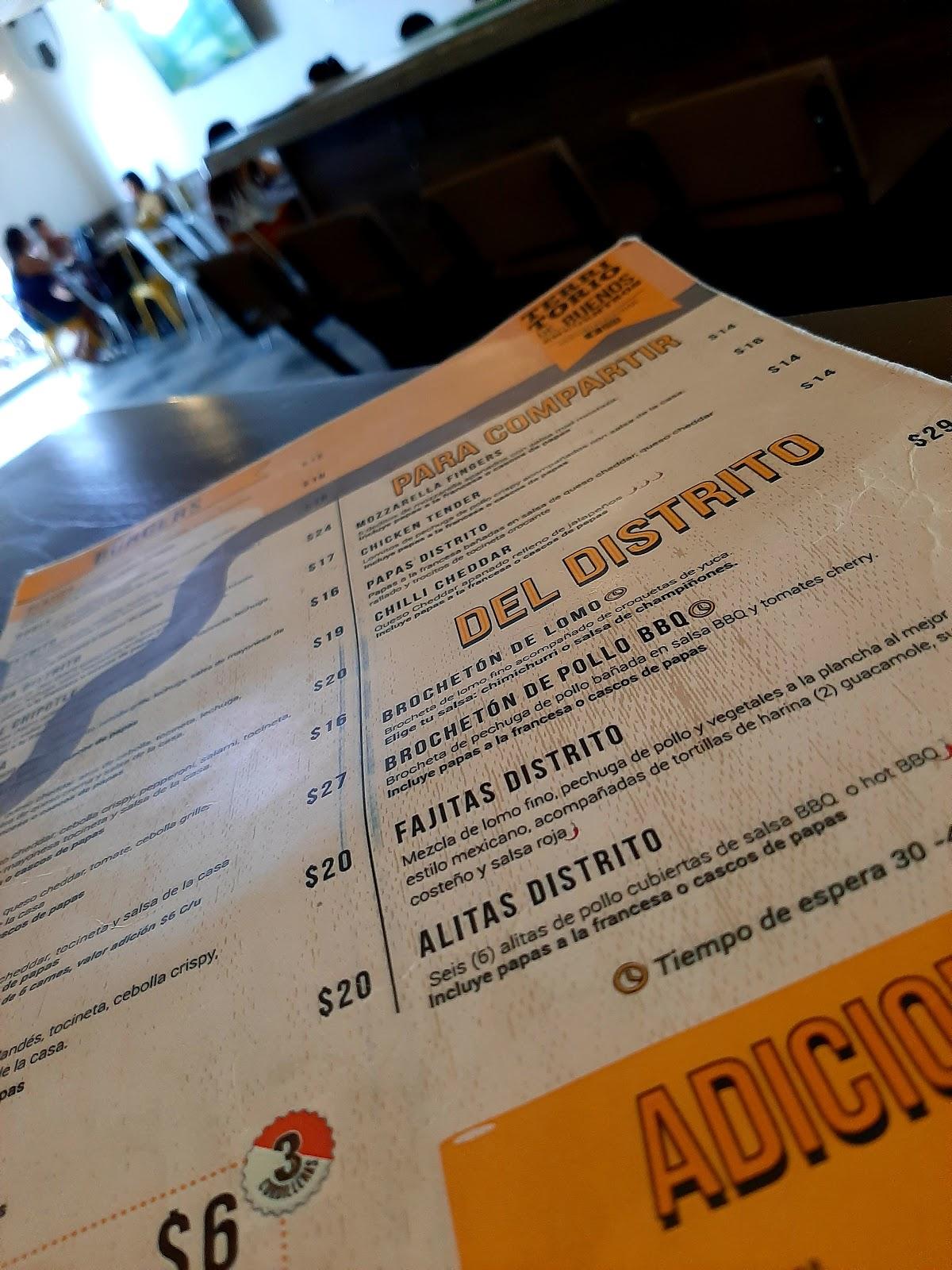 Carta de Distrito Burger Bar - Bocagrande, Cartagena