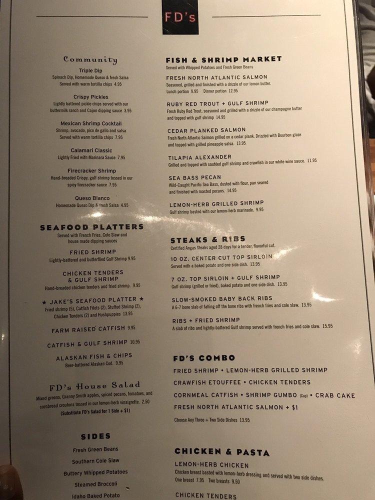 Menu at FD's Grill House pub & bar, Pflugerville