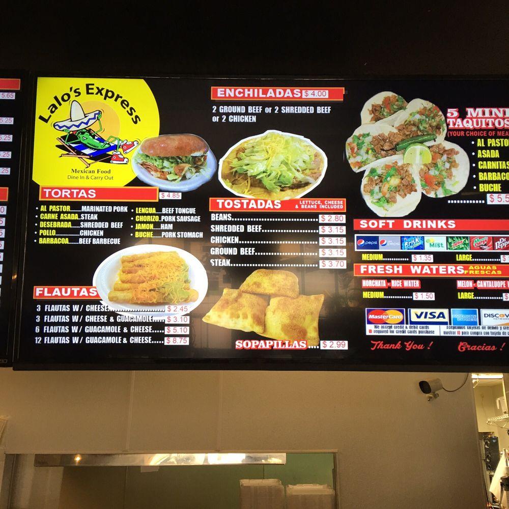 Menu at Lalos Express restaurant, Wichita