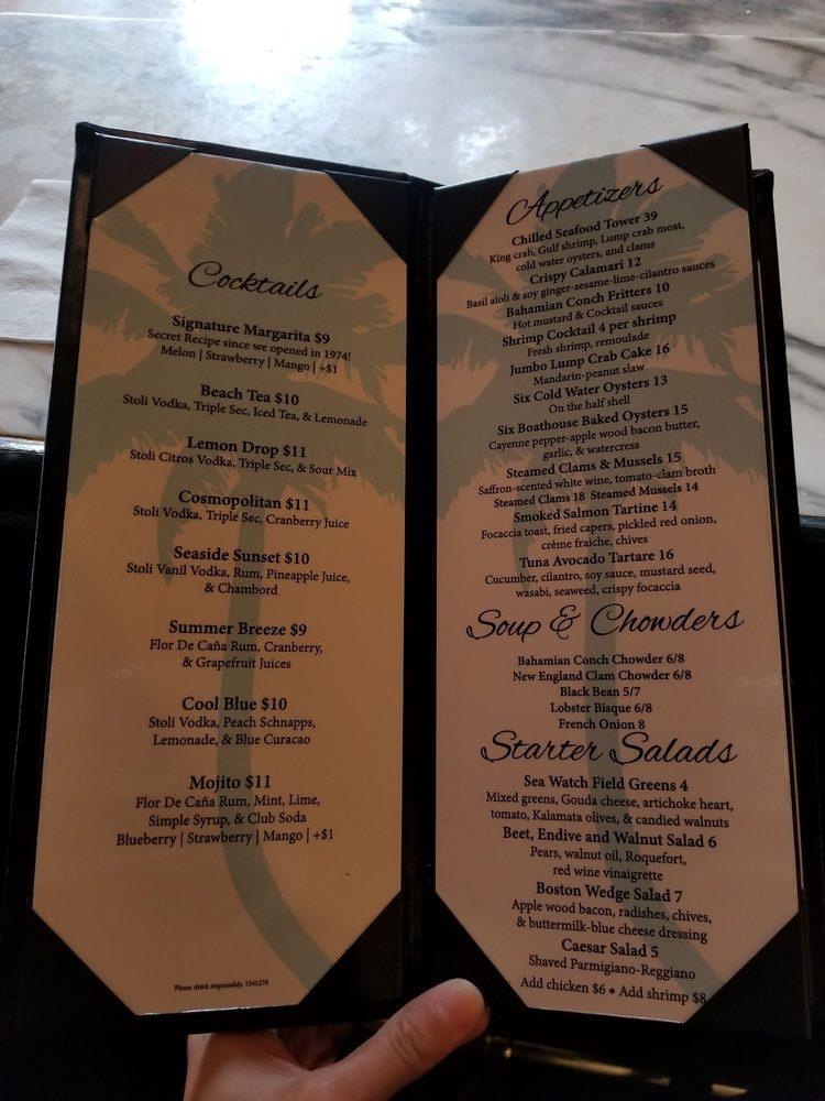 Menu at Sea Watch On the Ocean restaurant, Sea Ranch Lakes