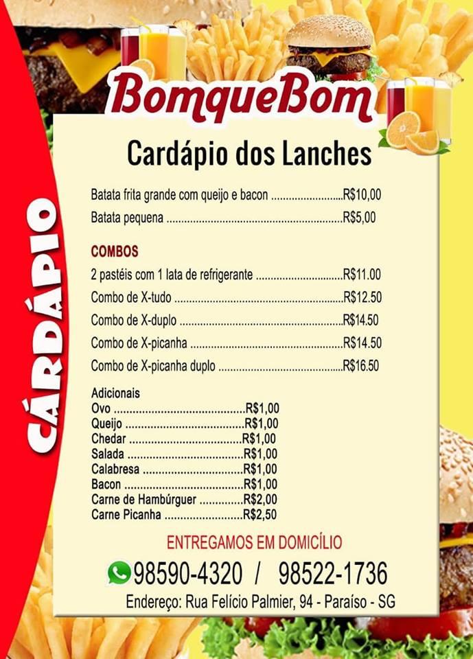 Menu at Self Service BomqueBom restaurant, São Gonçalo