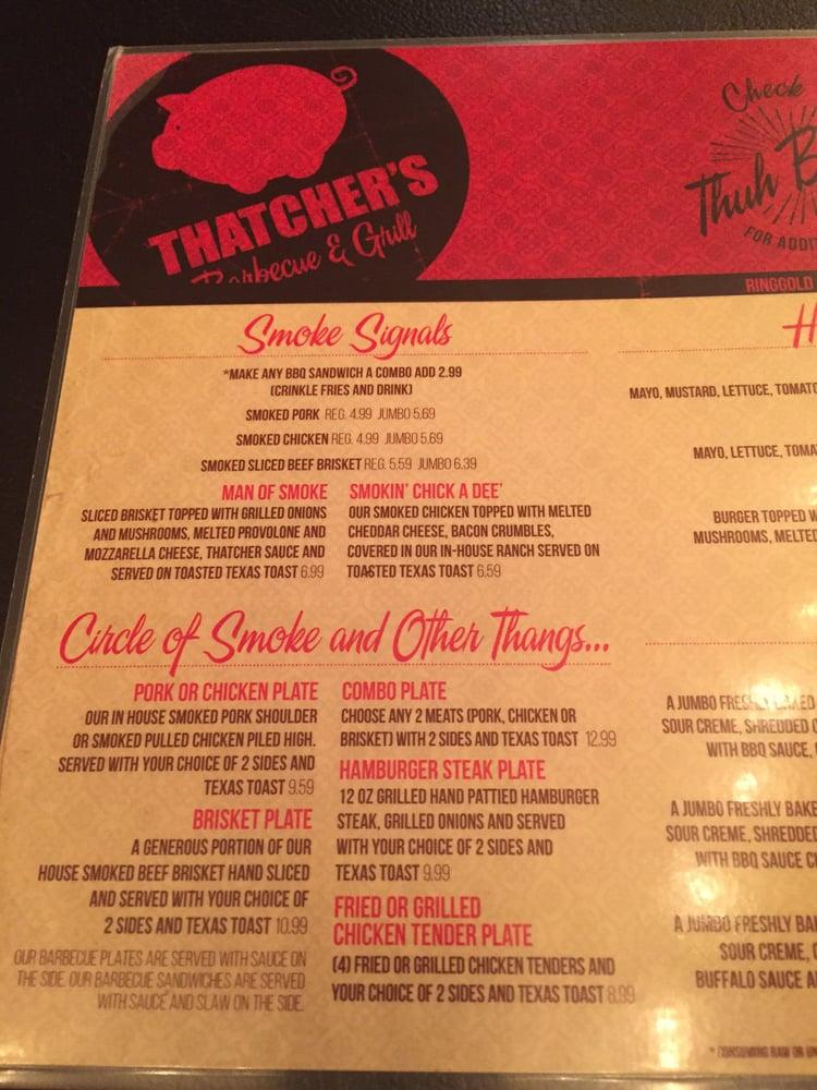 Menu at Thatcher's Barbecue & Grill, Ringgold