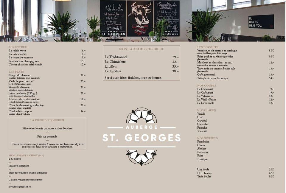 Menu au Auberge St. Georges, Corminboeuf, Rte du Centre 14