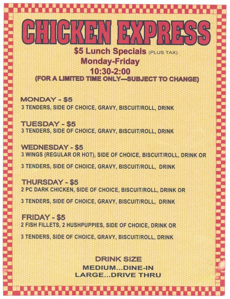 Menu at Chicken Express fast food, Benton