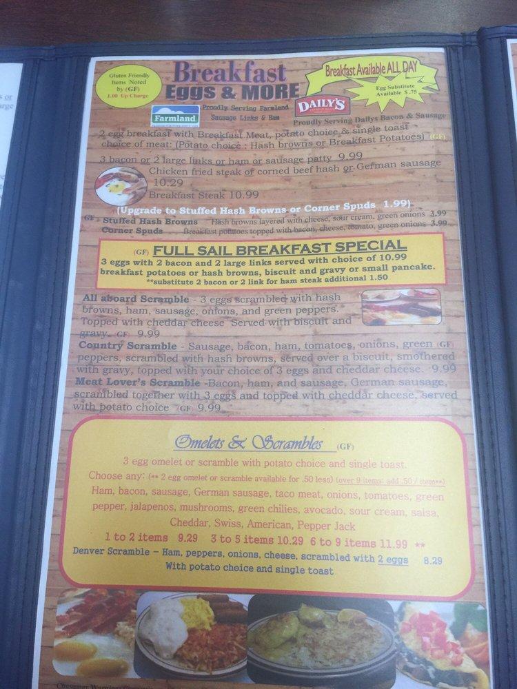 Menu at Corner Cafe, Post Falls