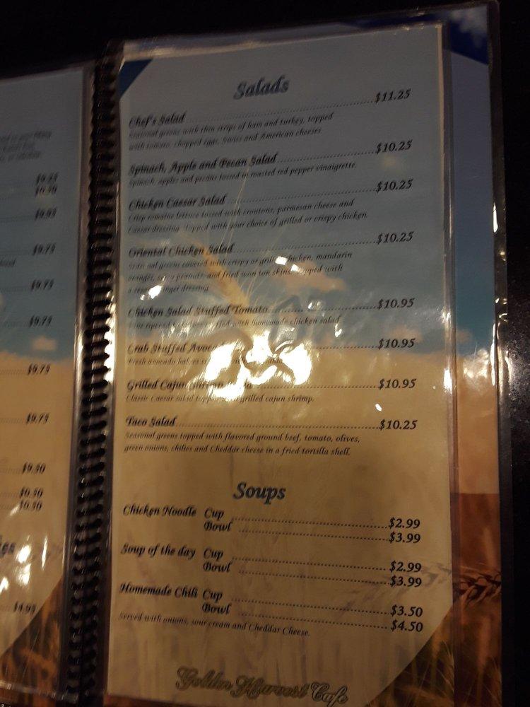 Menu at Golden Harvest Cafe, Wendover