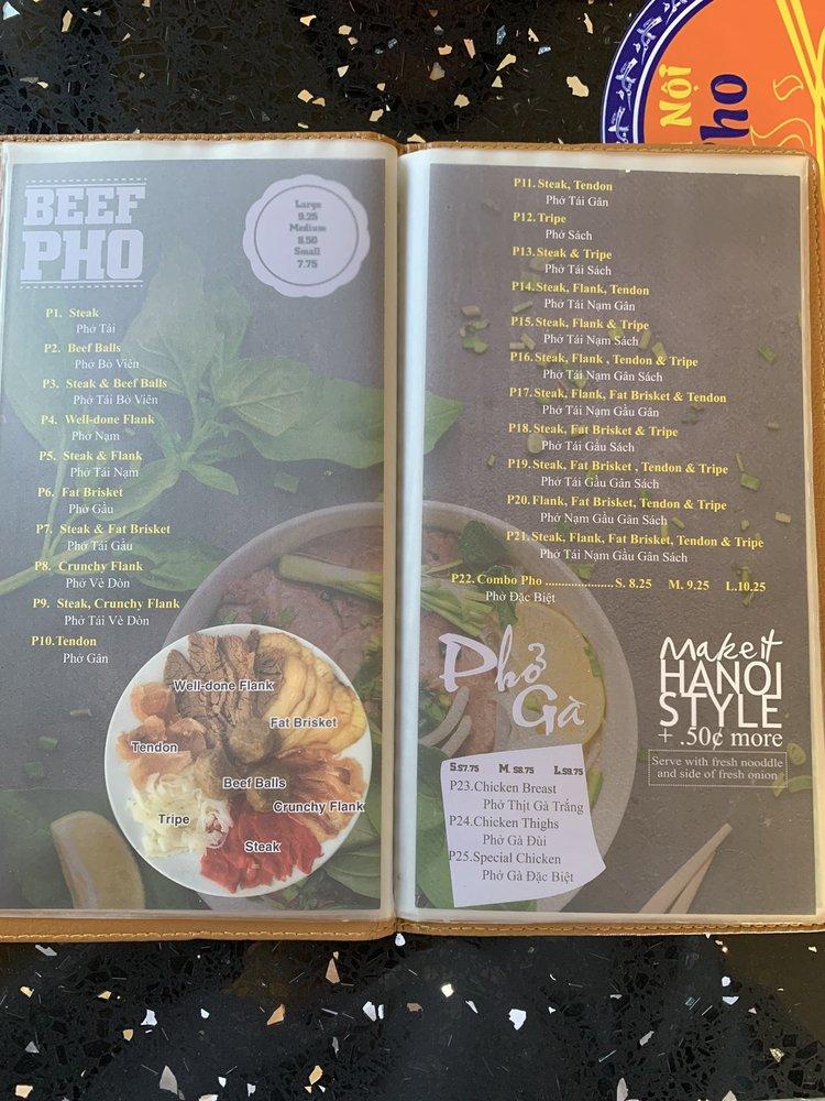 Menu at Hà Nôi Phở restaurant, Elk Grove