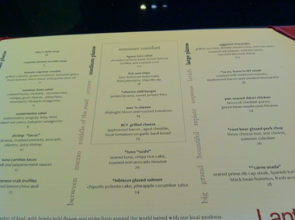 Menu at Lantana Restaurant, Indian Wells
