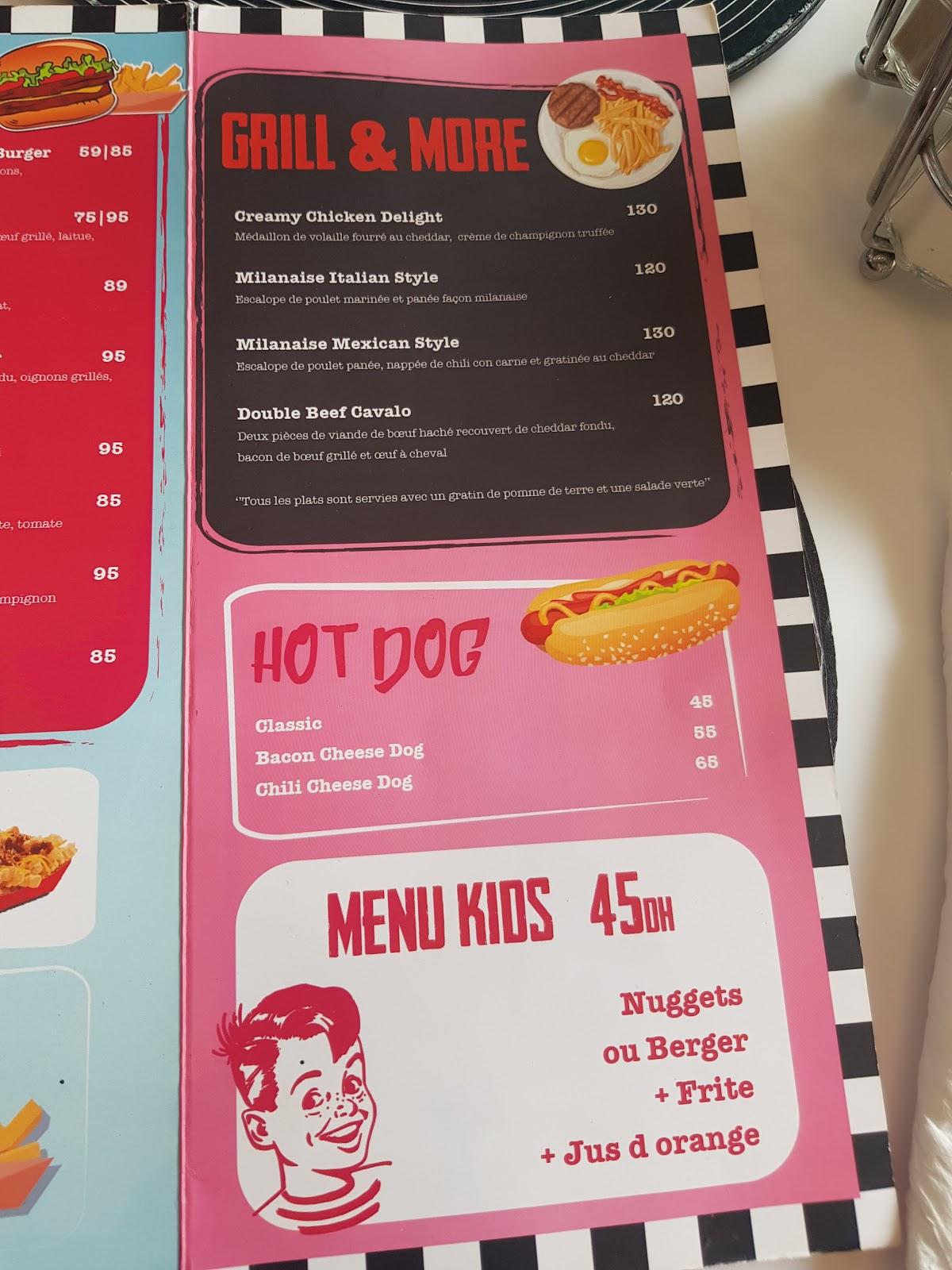 Menu at Le Warner restaurant, Marrakesh