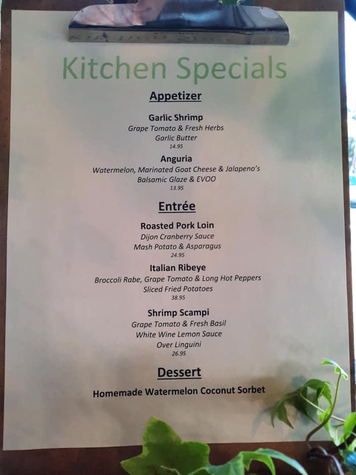Menu at Nicholas Anthony's Family Kitchen restaurant, West Orange