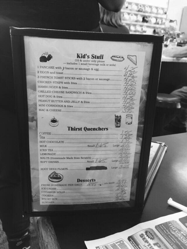 Menu at Cozy Kitchen restaurant, Stevens Point